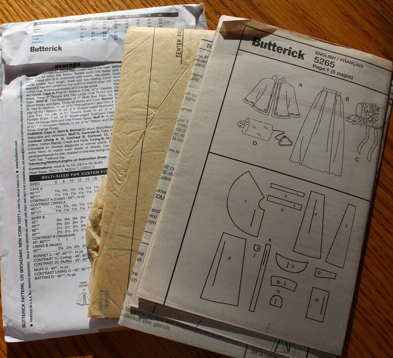 Butterick B5265 Misses Historical Costume Cape, Skirt, Hat, Muff Sewing ...