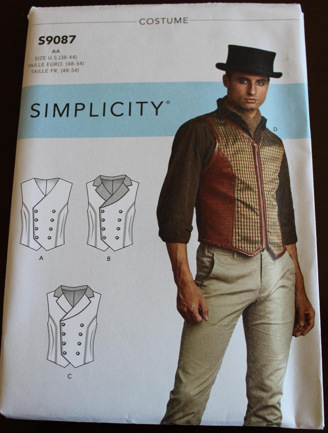 S9087 Simplicity Double Breasted Vest Sewing Pattern - Uncut, Factory ...