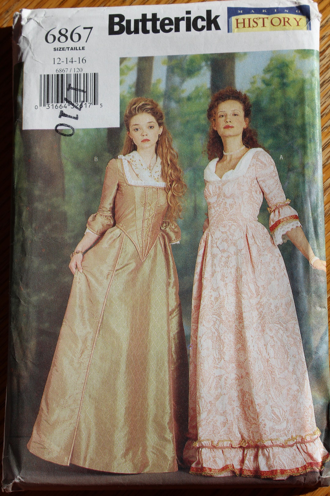 Butterick 6867 18th Century Dress Sewing Pattern, Size 18 20 22 Uncut ...