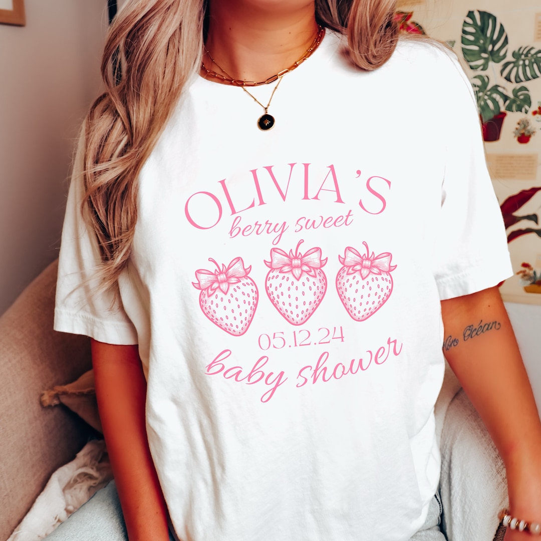 Personalized Berry Baby Shower Shirt Custom Coquette Strawberry Baby ...