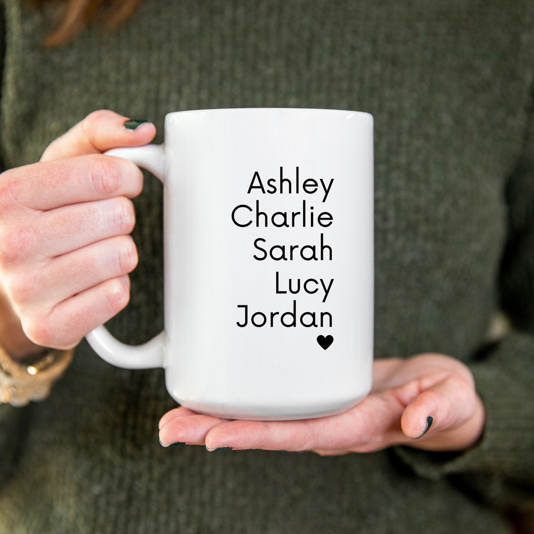 Personalized Family Names Coffee Mug Custom Gift for Mothers Day ...