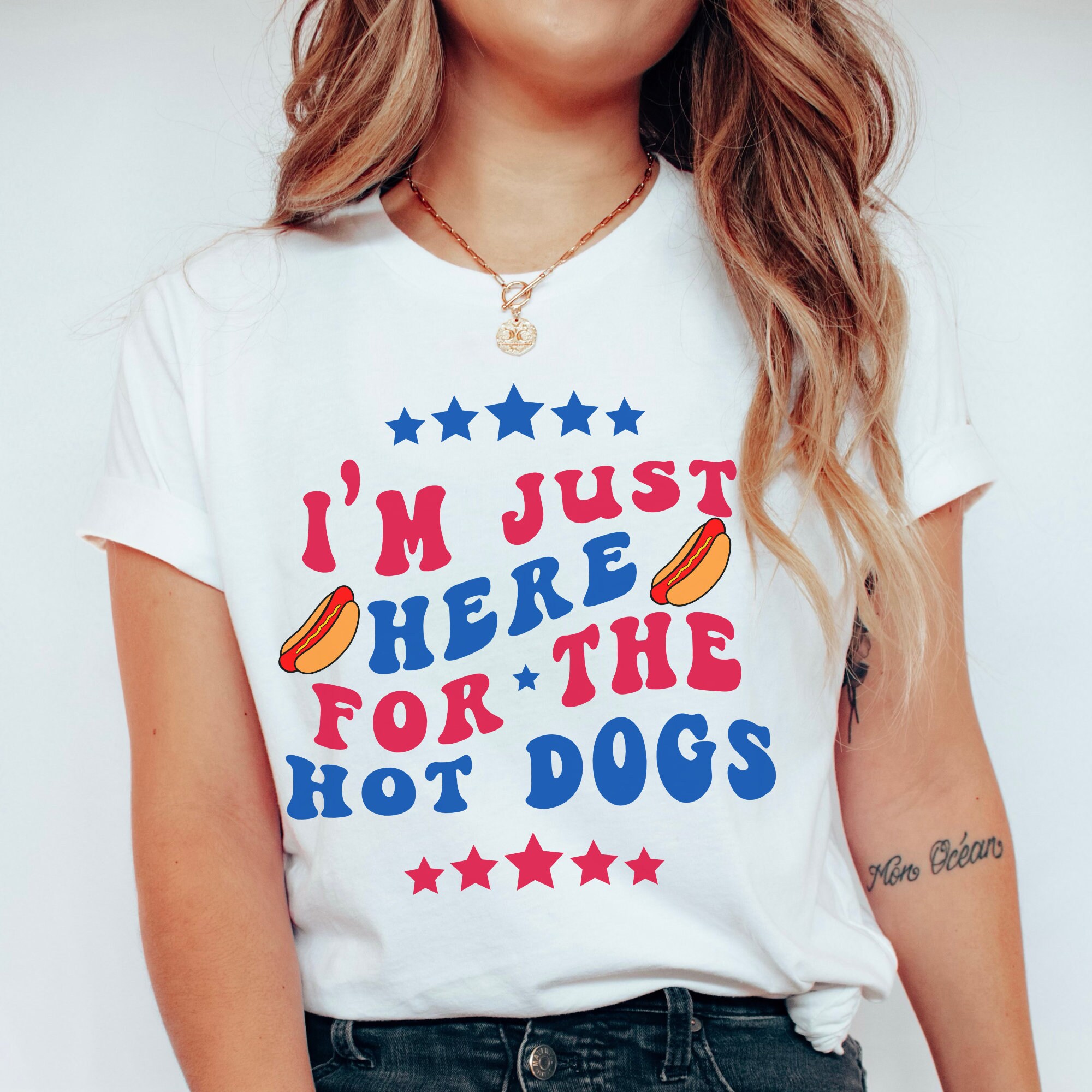 Im Just Here for the Hot Dogs Fourth of July Shirt Baseball Game T ...