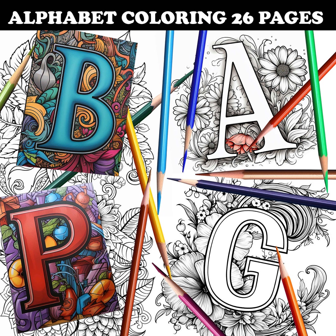 Alphabet Coloring 26 Pages - Etsy