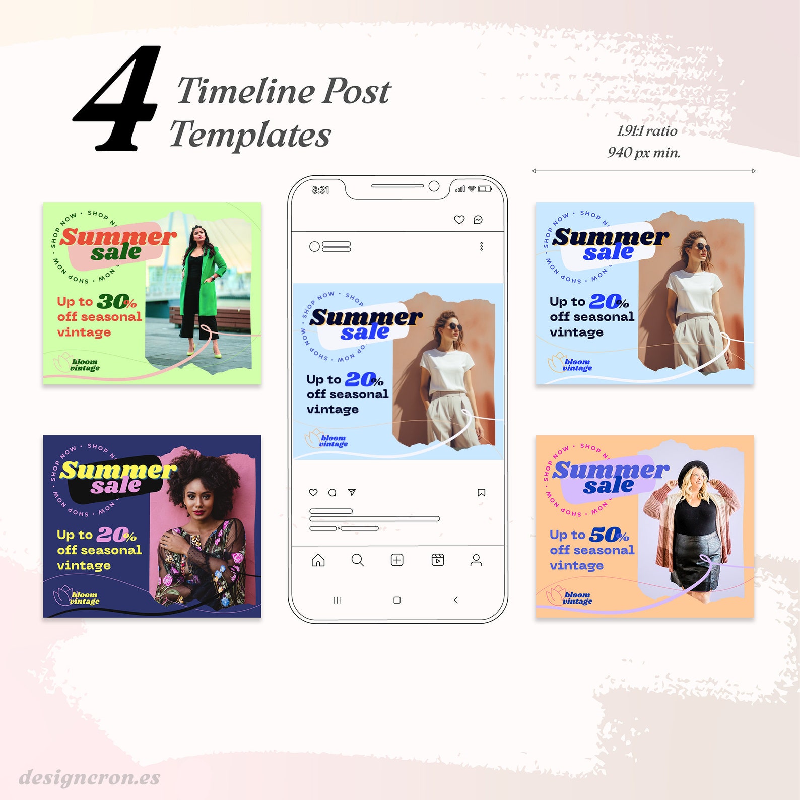 BLOOM VINTAGE Animated Social Media Post and Story 4 Bold - Etsy