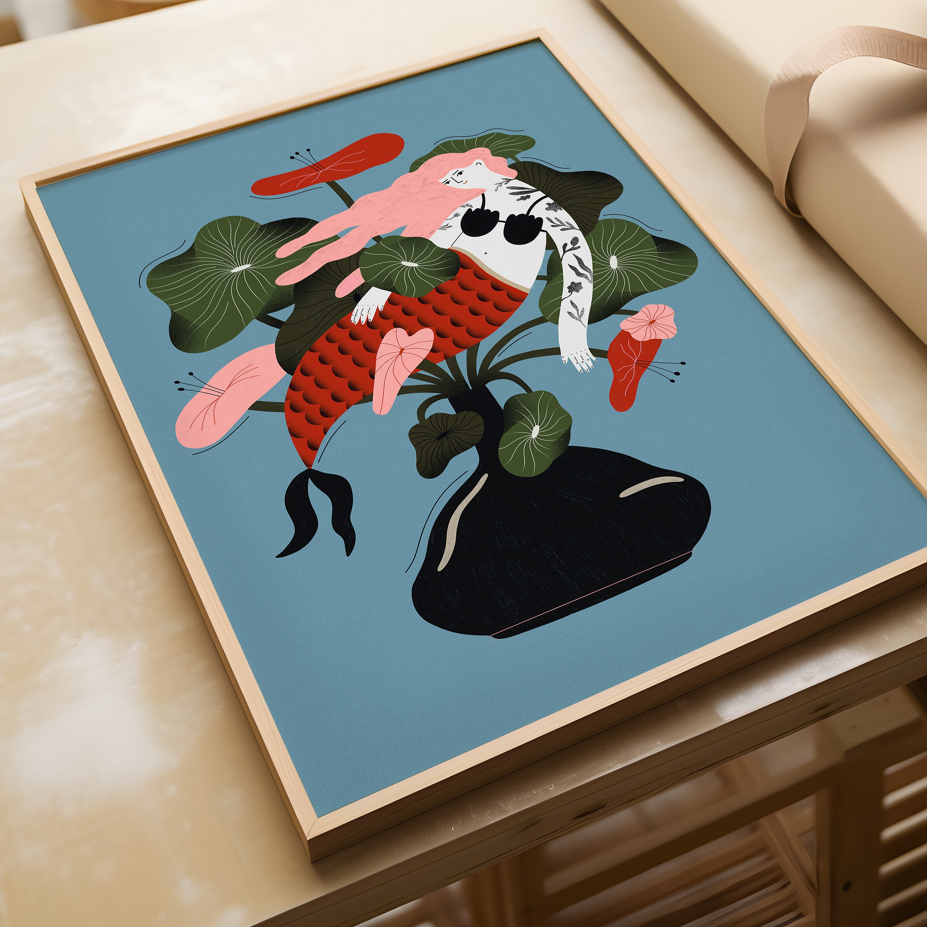 Mermaid 50x70 Cm Poster, Mermaid With Tattoo, Wall Art, Poster 50x70 ...