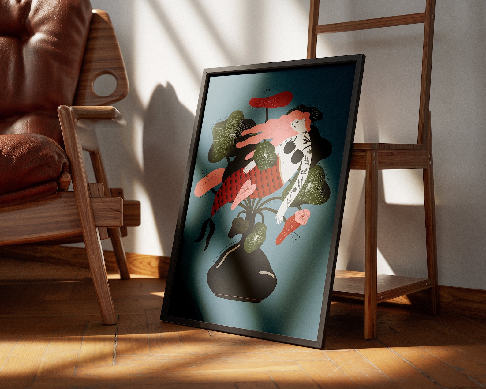 Mermaid 50x70 Cm Poster, Mermaid With Tattoo, Wall Art, Poster 50x70 ...