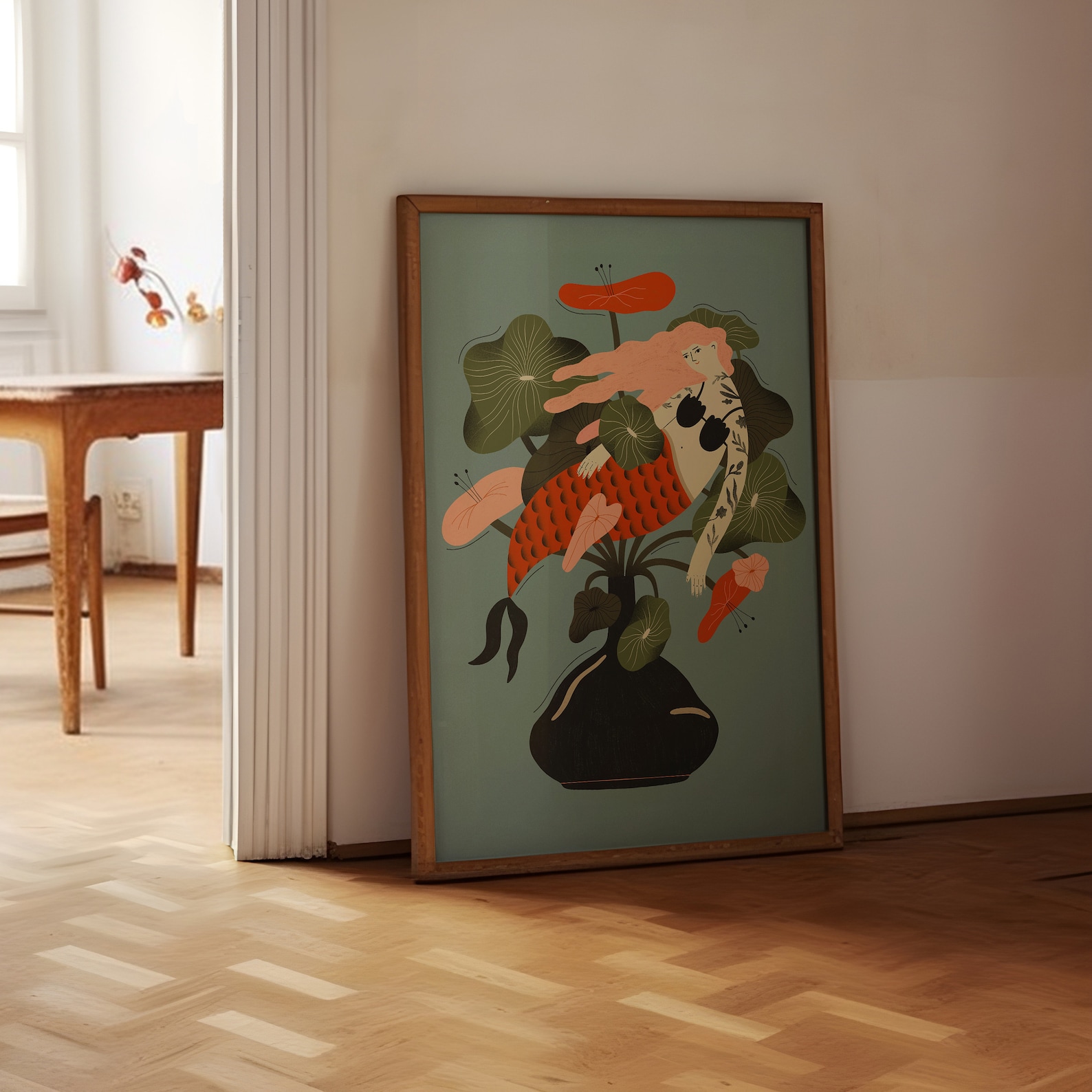 Mermaid 50x70 Cm Poster, Mermaid With Tattoo, Wall Art, Poster 50x70 ...