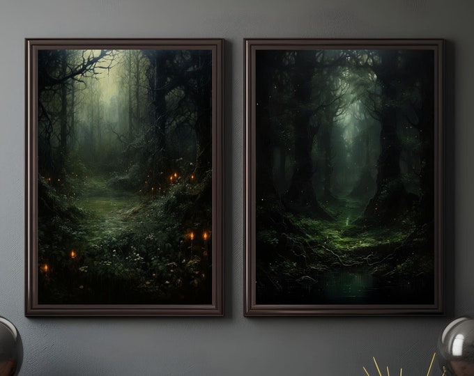 Goth Decor Dark Forest Wall Art Print - Etsy