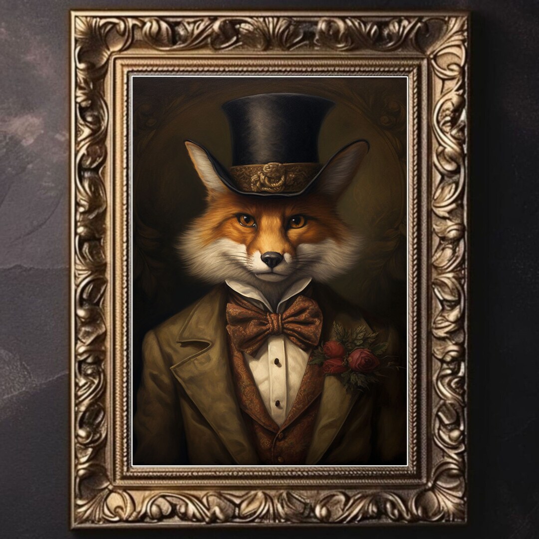 Victorian Fox, Vintage Gothic Poster, Macabre Aesthetic Print, Dark ...