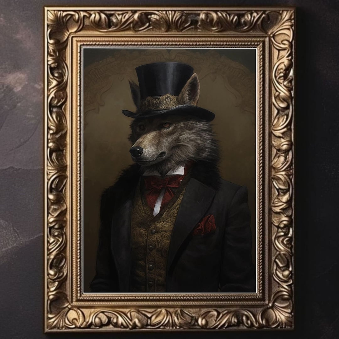 Victorian Wolf, Vintage Gothic Poster, Macabre Aesthetic Print, Dark ...