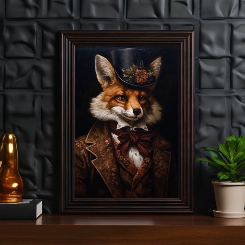 Victorian Fox, Vintage Gothic Poster, Macabre Aesthetic Print, Dark ...