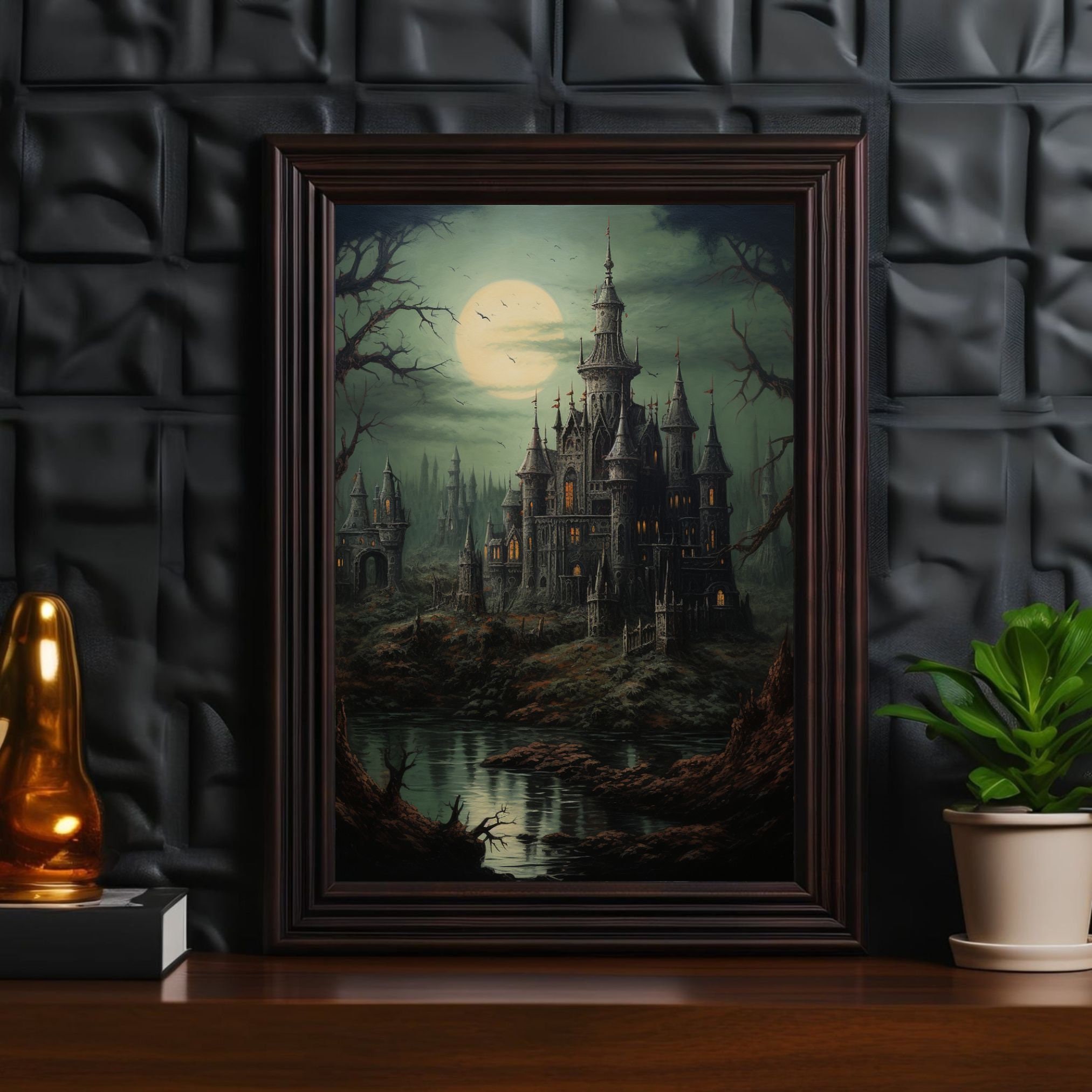 Dracula Castle, Dark Oil Painting Wall Art, Dark Academia Decor ...