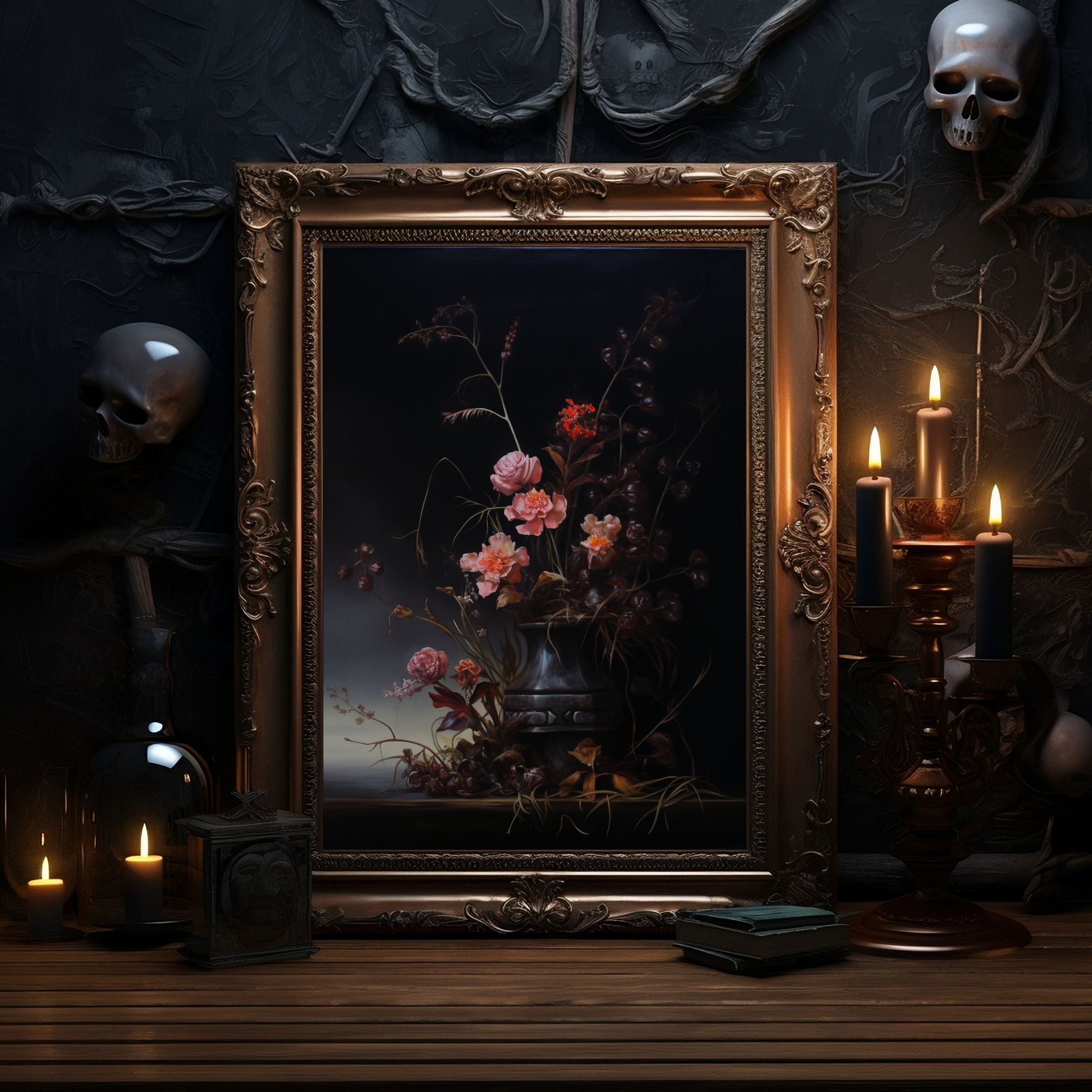 Dark Academia Flowers Dark Academia Decor Dark Botanical Etsy