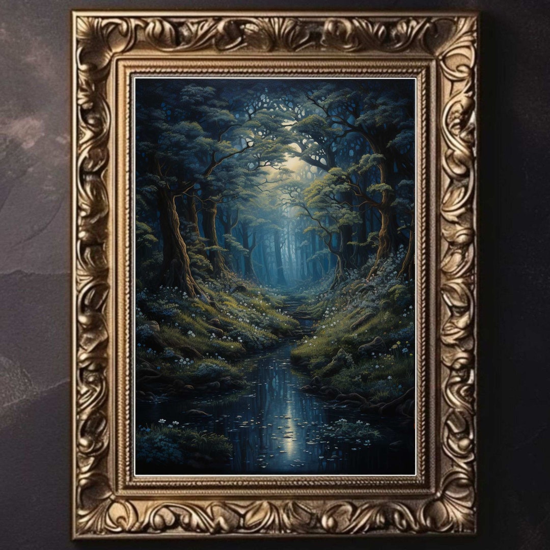 Spiritual Forest, Enchanted Forest, Forest Print, Fantasy Painting ...