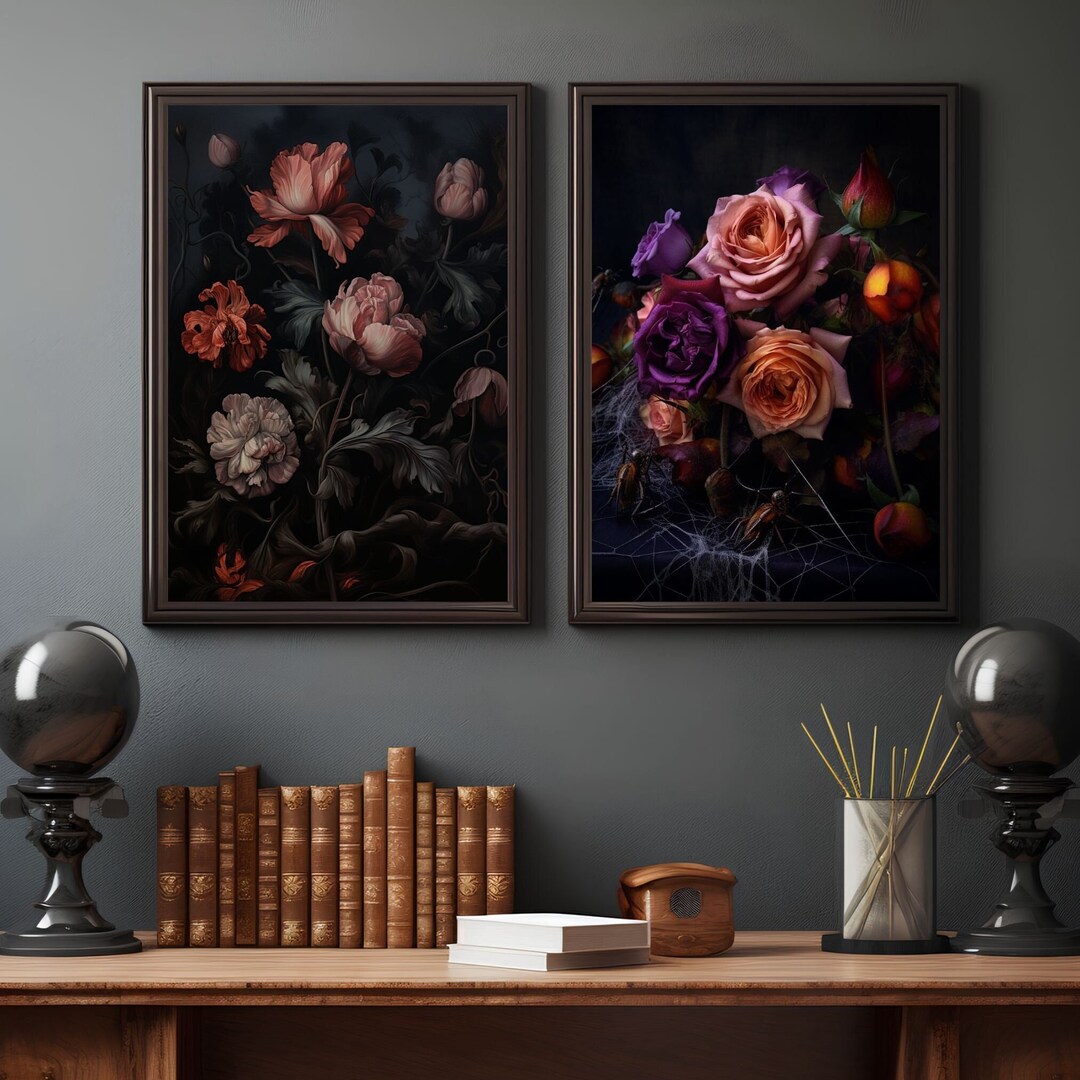 Dark Academia Flowers, Dark Academia Decor, Dark Botanical Print ...