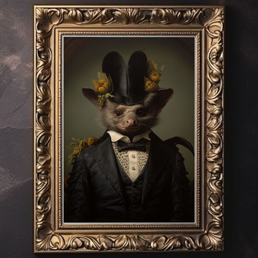 Gothic Bat Dark Academia Print, Victorian Décor Room, Dark Oil Painting ...