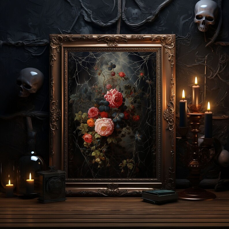 Dark Academia Flowers, Dark Academia Decor, Dark Botanical Print ...