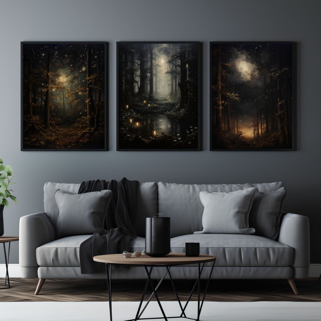 Dark Forest, Dark Academia Decor, Set of 3 Print, Vintage Gothic Poster ...