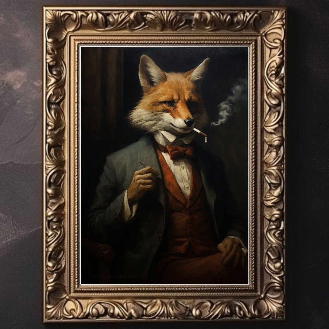 Victorian Fox, Vintage Gothic Poster, Macabre Aesthetic Print, Dark ...