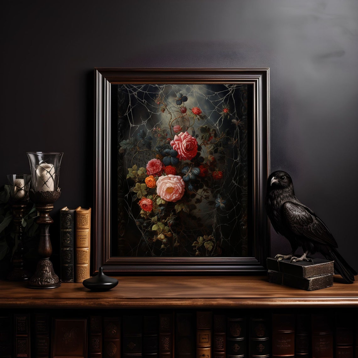 Dark Academia Flowers, Dark Academia Decor, Dark Botanical Print ...