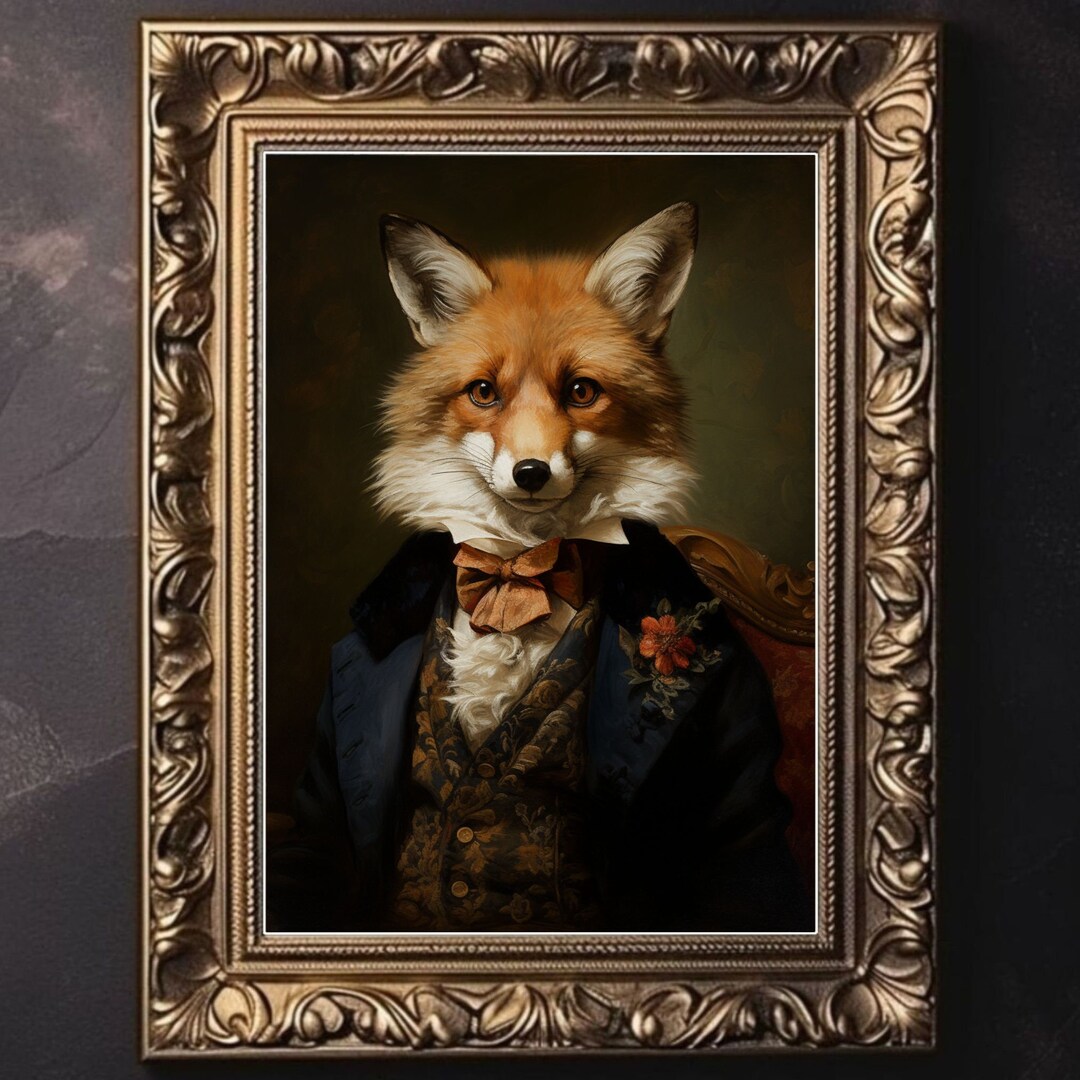 Victorian Fox, Vintage Gothic Poster, Macabre Aesthetic Print, Dark ...