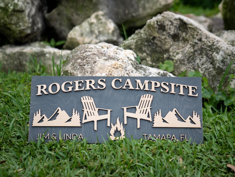 Personalized Wood Camping Sign | Family Campsite Decor - Etsy