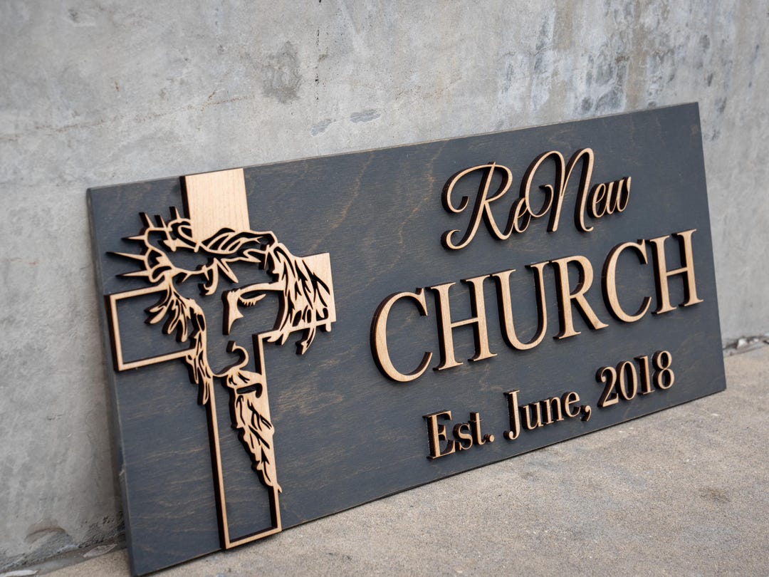 Personalized Christian Wood Sign | 3D Cross, Church Decor - Etsy