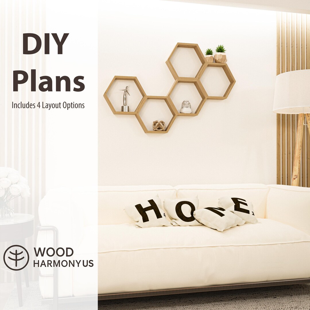 DIY Honeycomb Shelf Plans – Modular Hexagon Wall Shelf | Digital ...