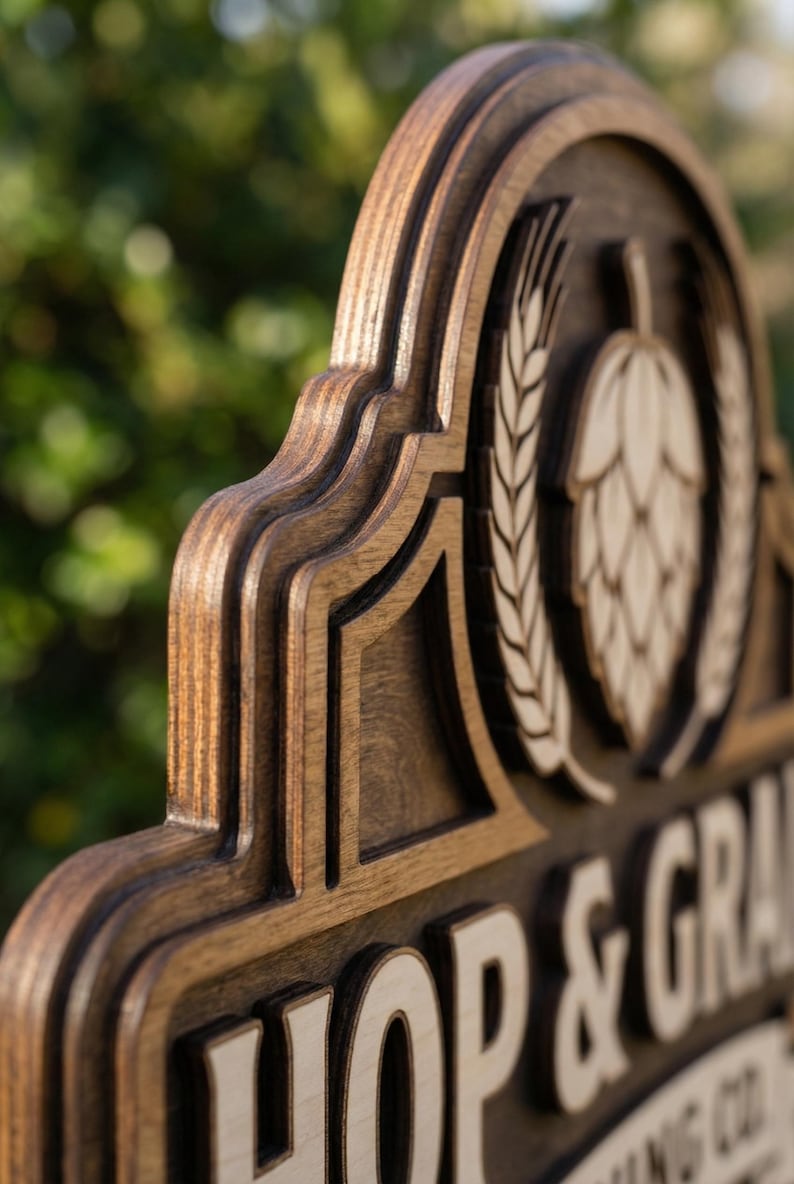 Custom 3D Wood Business Logo Sign: Handcrafted Interior Brand Plaque - Etsy