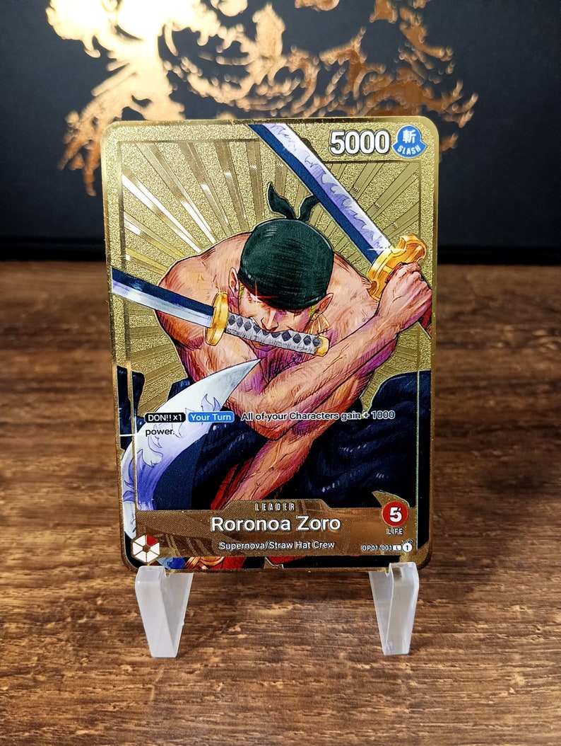 Custom Golden Metal Zoro Leader Card OP01-001L One Piece TCG - Etsy