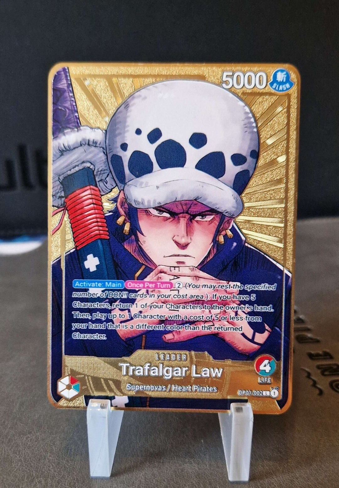 Custom Golden Metal Law Leader Card OP01-002L One Piece TCG - Etsy