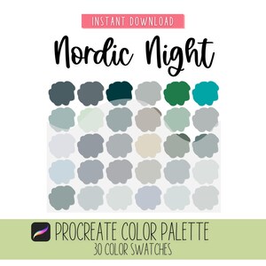 Nordic Night Procreate Color Palette: 30 Winter Colors (digital ...