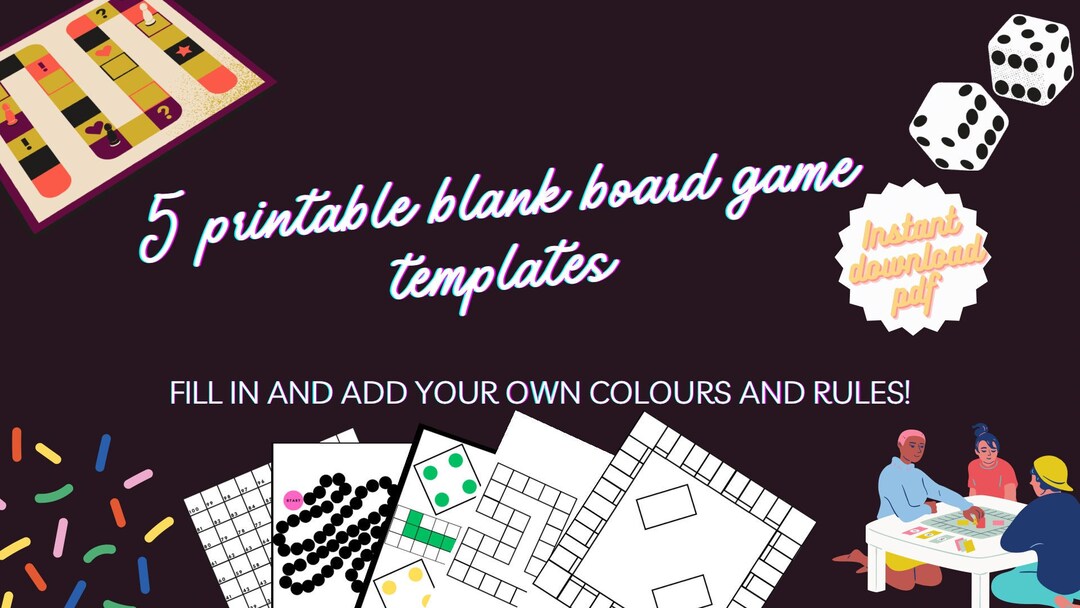 5 Printable Blank Board Game Templates Fill in and Add Your - Etsy