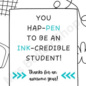End of Year "pen" Student Gift Tags - Etsy