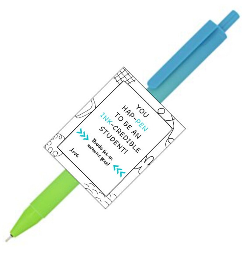 End of Year pen Student Gift Tags - Etsy