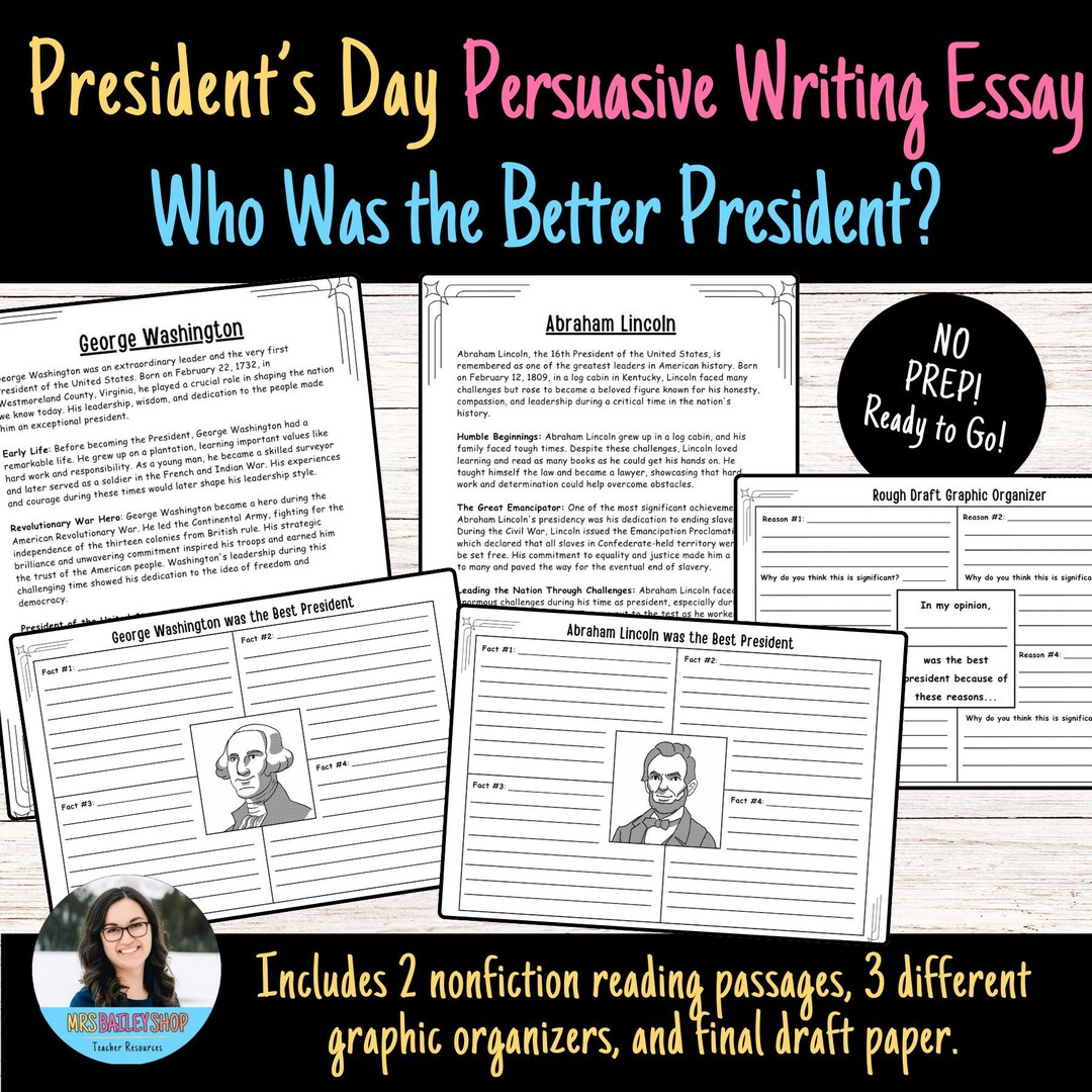 President's Day Persuasive Writing - Who Was the Better President? - Etsy
