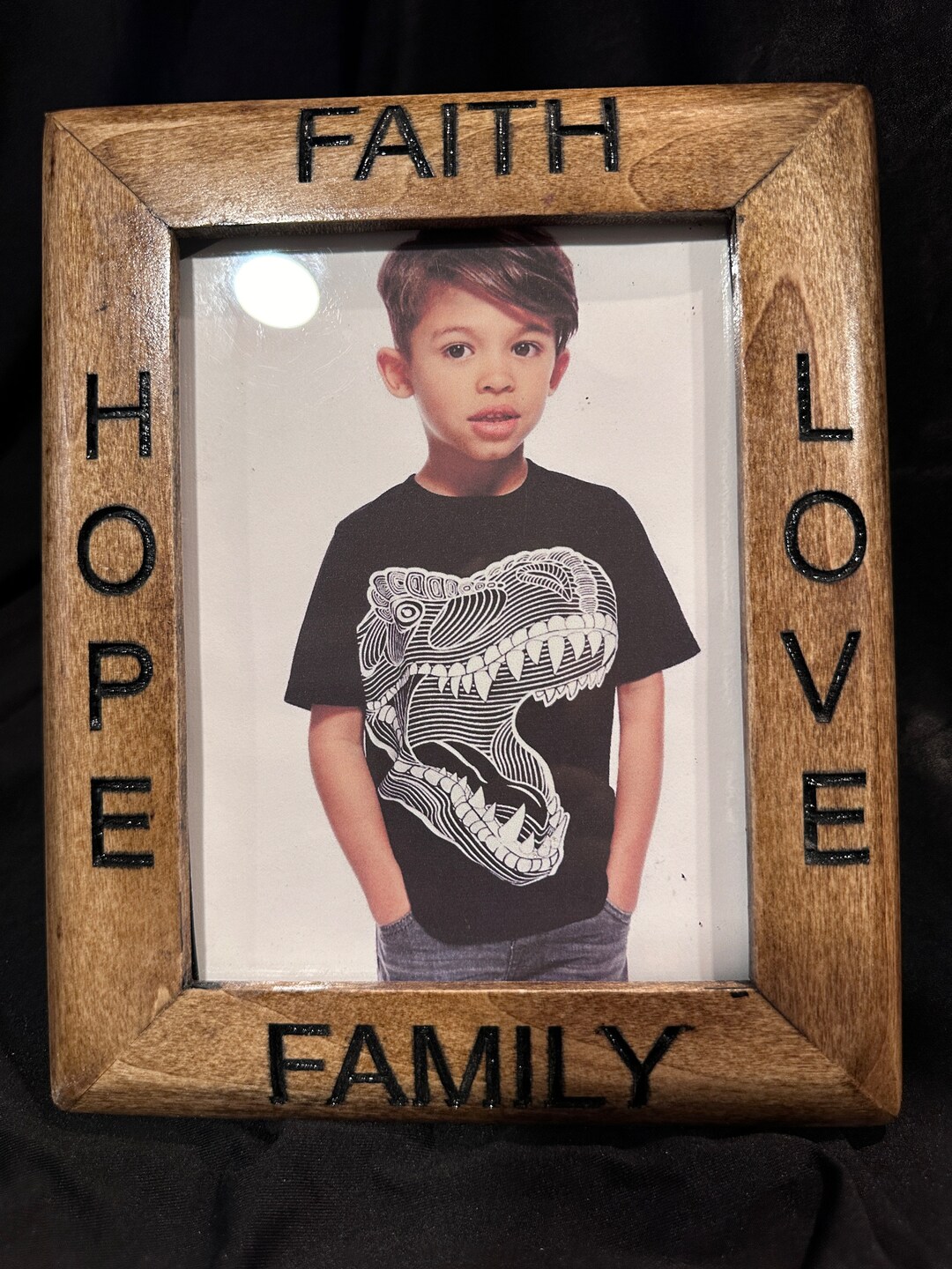 A 5x7 Poplar Wood Picture Frame, Engraved With the Words 'faith', 'hope ...