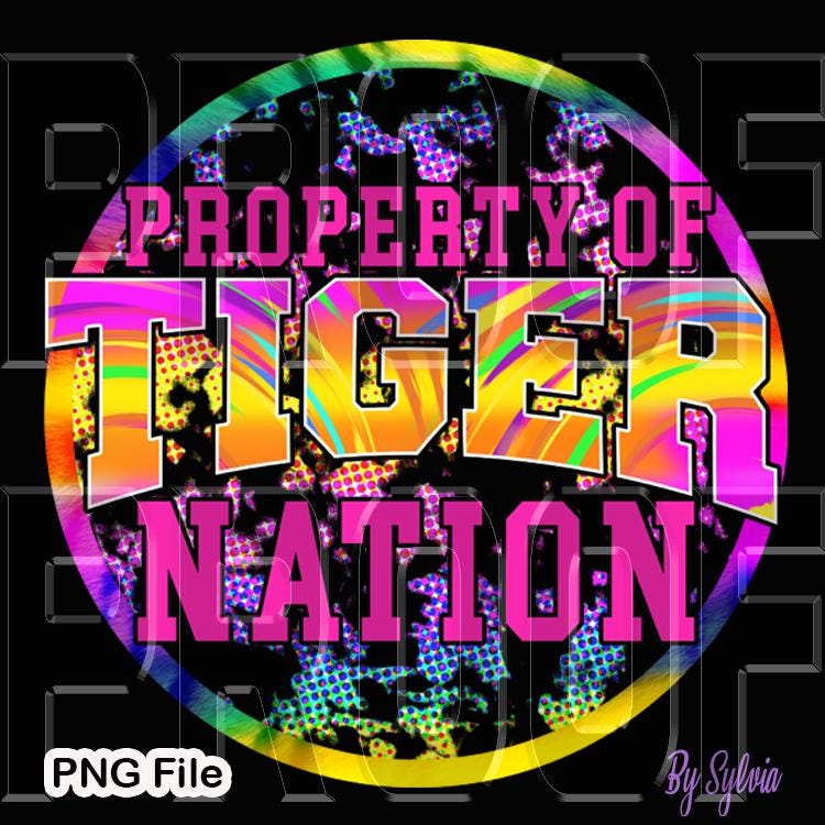 1 Digital File, Tiger Nation, PNG, Mascot, Colorful, Spirit, School ...