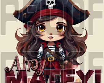 5 Digital PNG Files Ahoy Matey! Pirates, Pink, Maroon, Cute, Paint ...