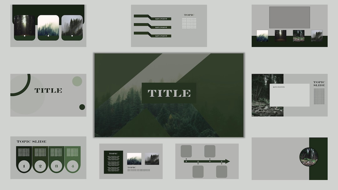 Forest Green Powerpoint Template | Customizable Bold Shapes & Nature ...