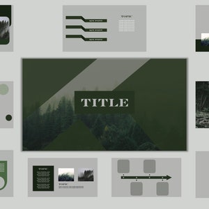 Forest Green Powerpoint Template Customizable Bold Shapes & - Etsy