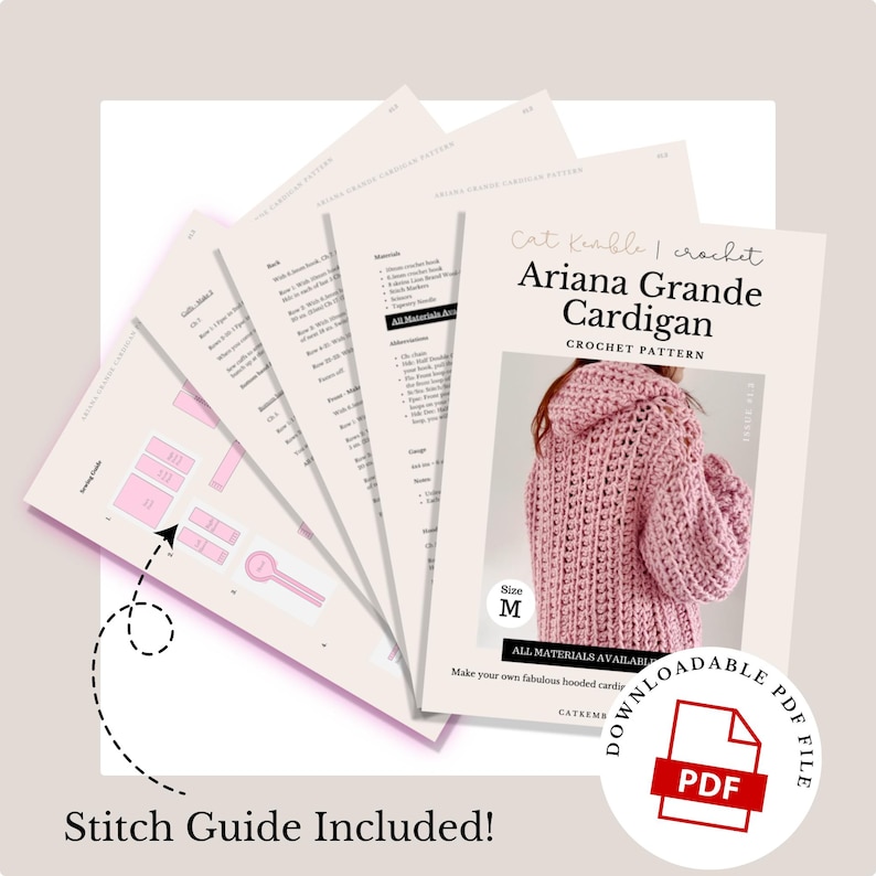 Ariana Grande Inspired Crochet Cardigan Pattern: Chunky Hooded Sweater ...