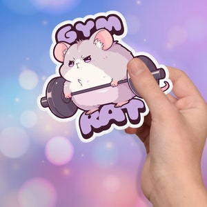 Workout Buddy: Cute Gym Rat Sticker | Adorable Kawaii Vinyl Decal, Fun ...