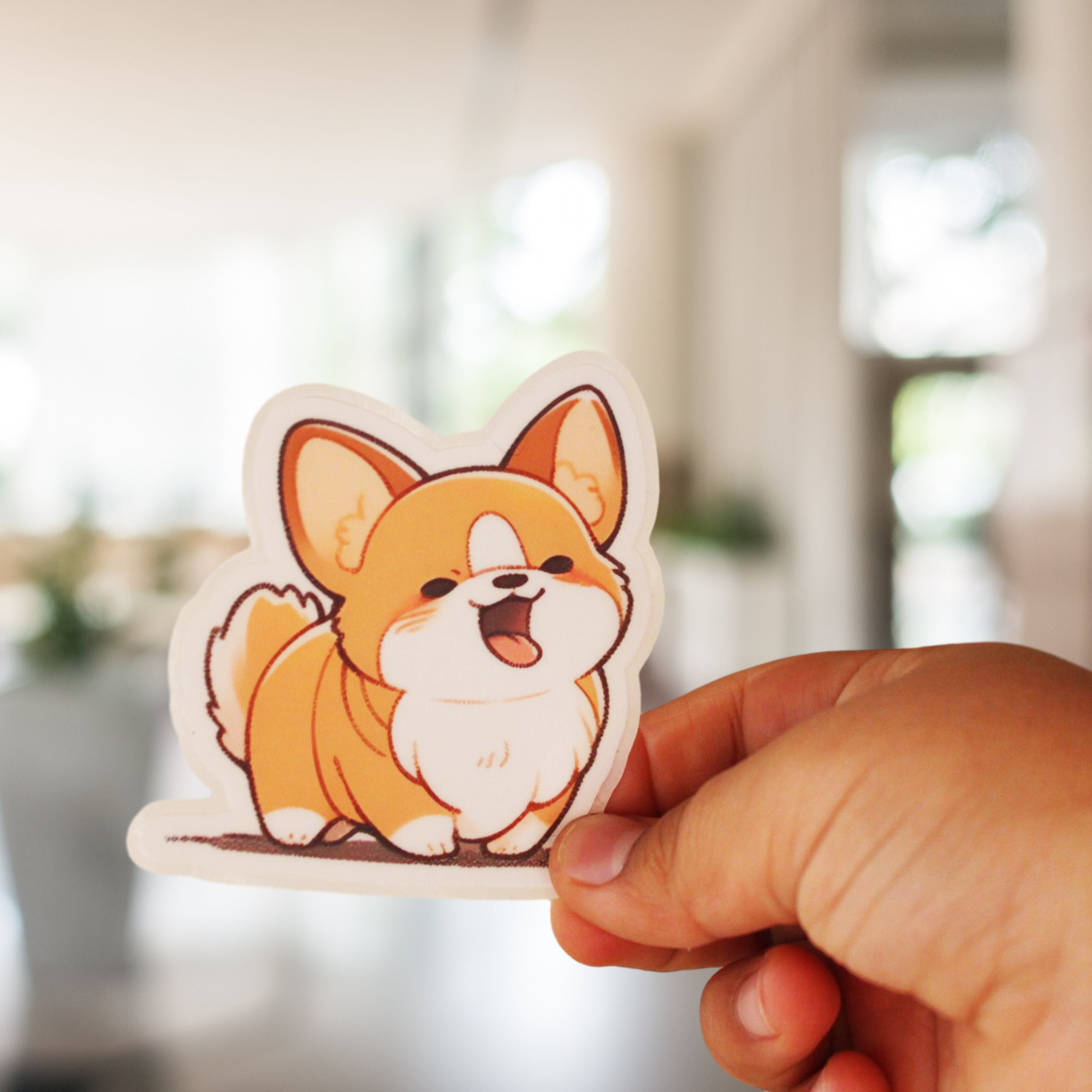 Adorable Waterproof Corgi Stickers Matte Finish, Tough & Weatherproof ...