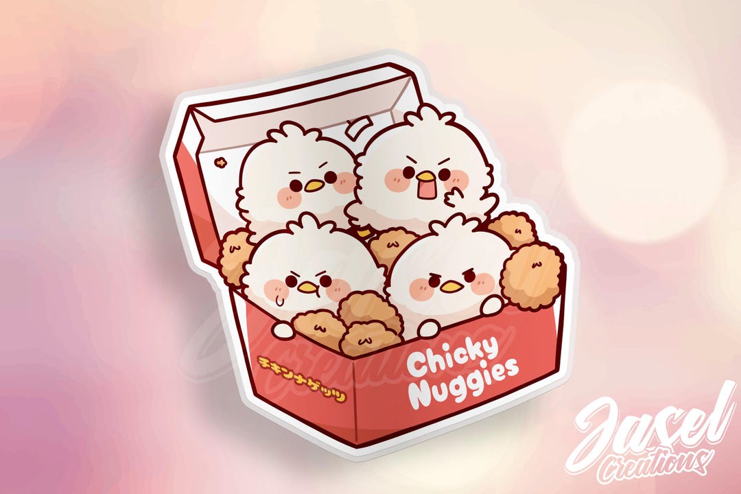 Chicky Nuggies | Funny Angry Chicken Nuggets Sticker | Kawaii Food ...
