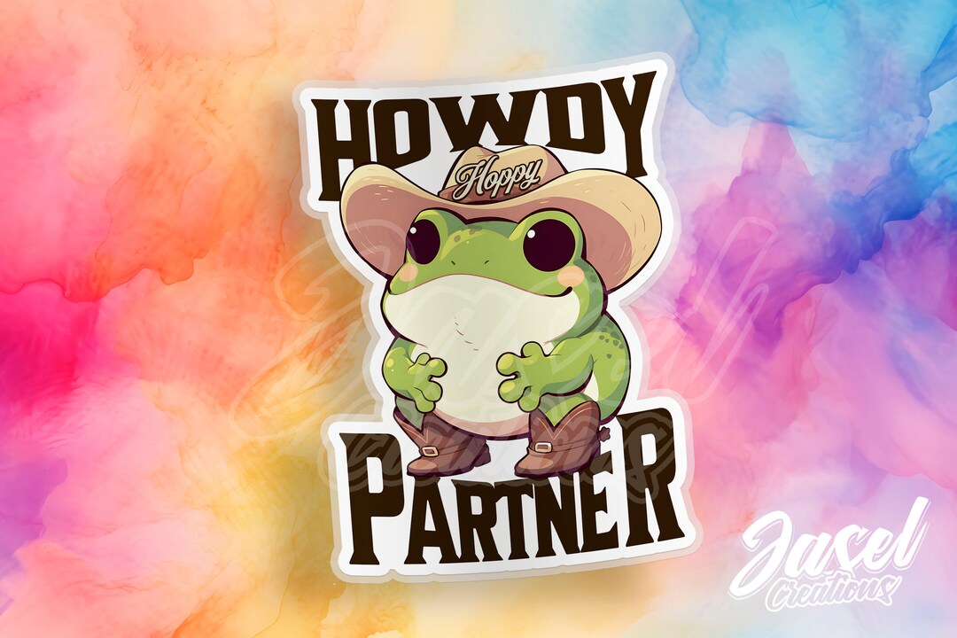 Howdy Hoppy Partner Frog Stickers | Kawaii Cowboy Vinyl Decals ...