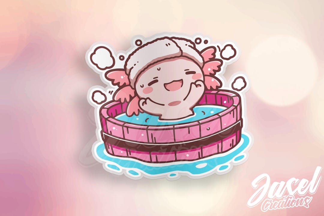 Bath-a-lotl | Cute Kawaii Axolotl Bath Sticker | Relaxing Spa Vinyl ...