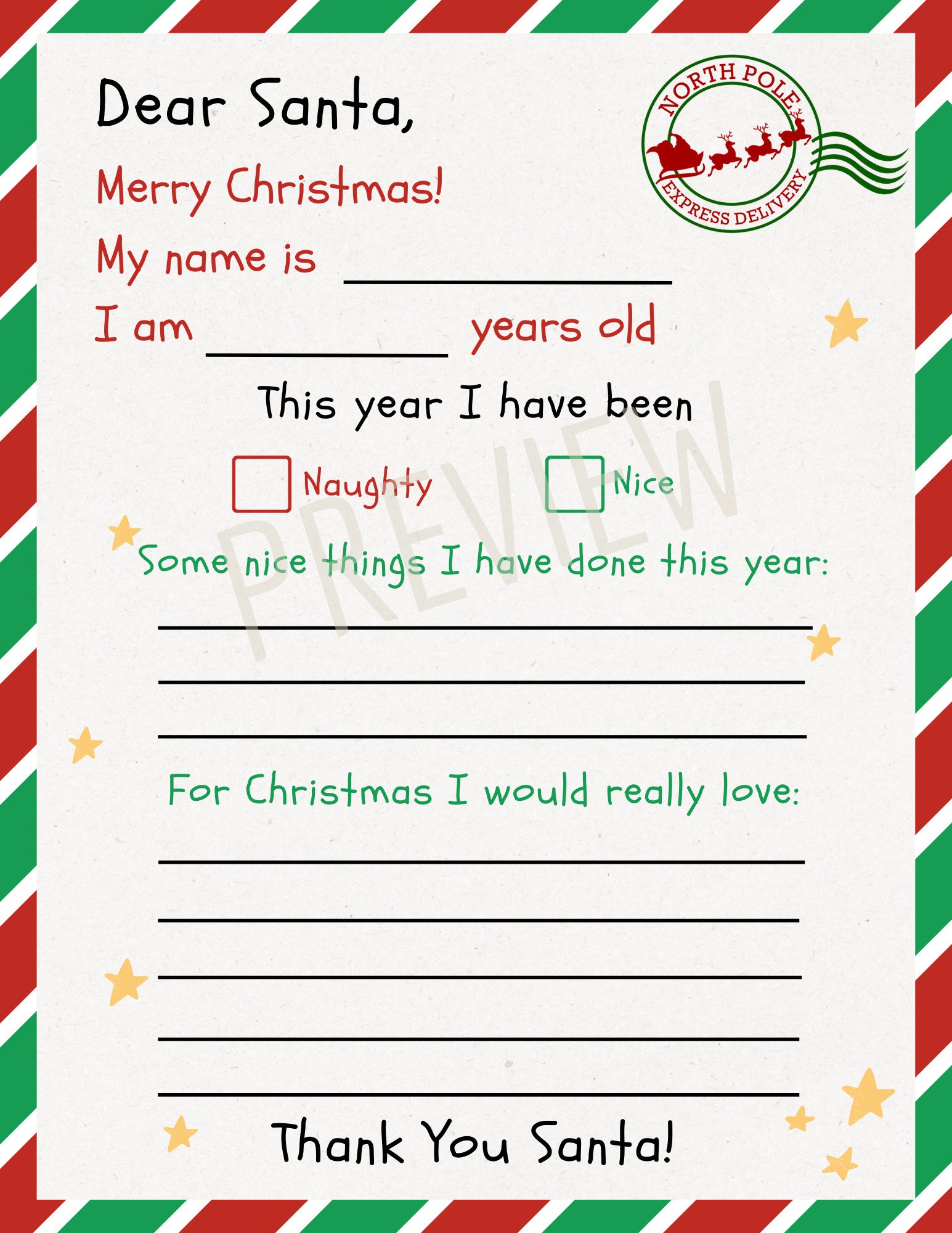 Christmas Elf Letter to Santa Clause Bundle Printable Instant Download ...