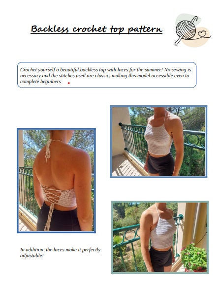 Backless Crochet Top Pattern - Etsy