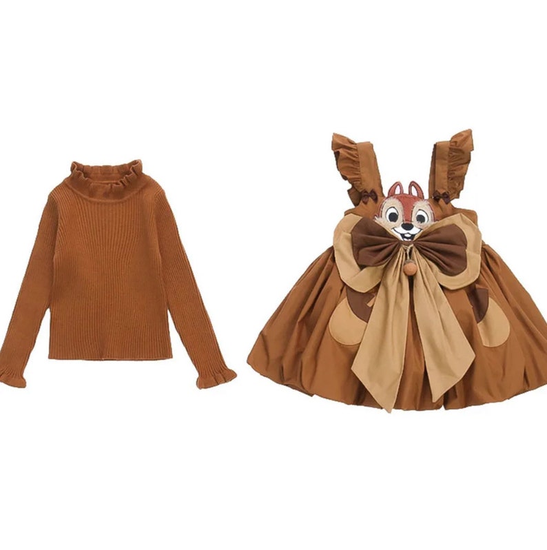 Disney Chip and Dale Kids Dresses Cute Long Sleeve Princess Dress Girl ...